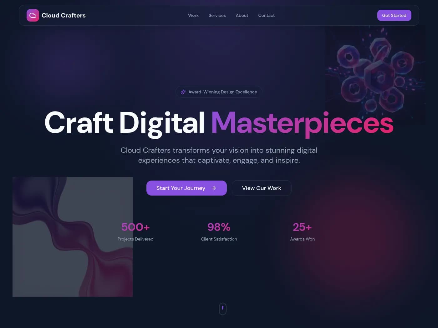 Cloud Crafters Award-winning Landing Page