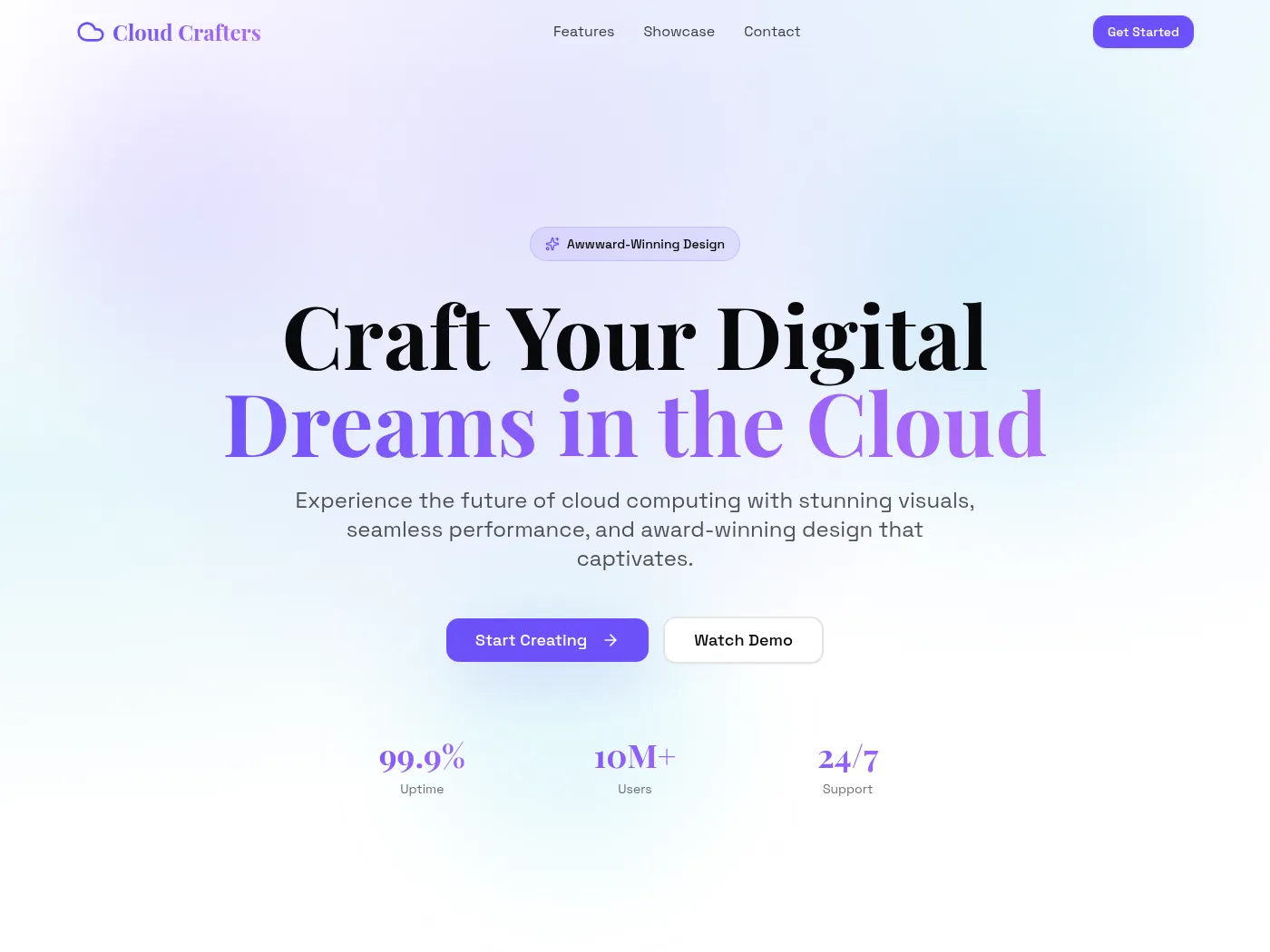Cloud Crafters Awwwward-Winning Landing Page
