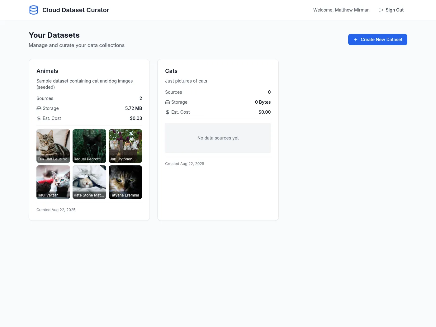 Cloud Dataset Curator & API Platform