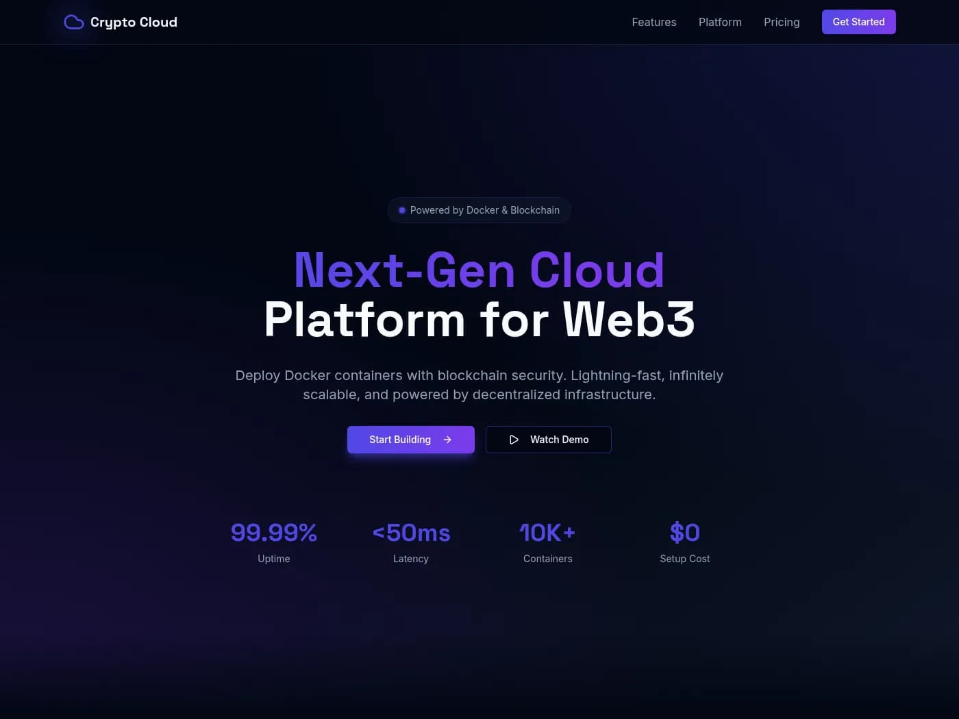 Modern Interactive Landing Page for Cloud Platform