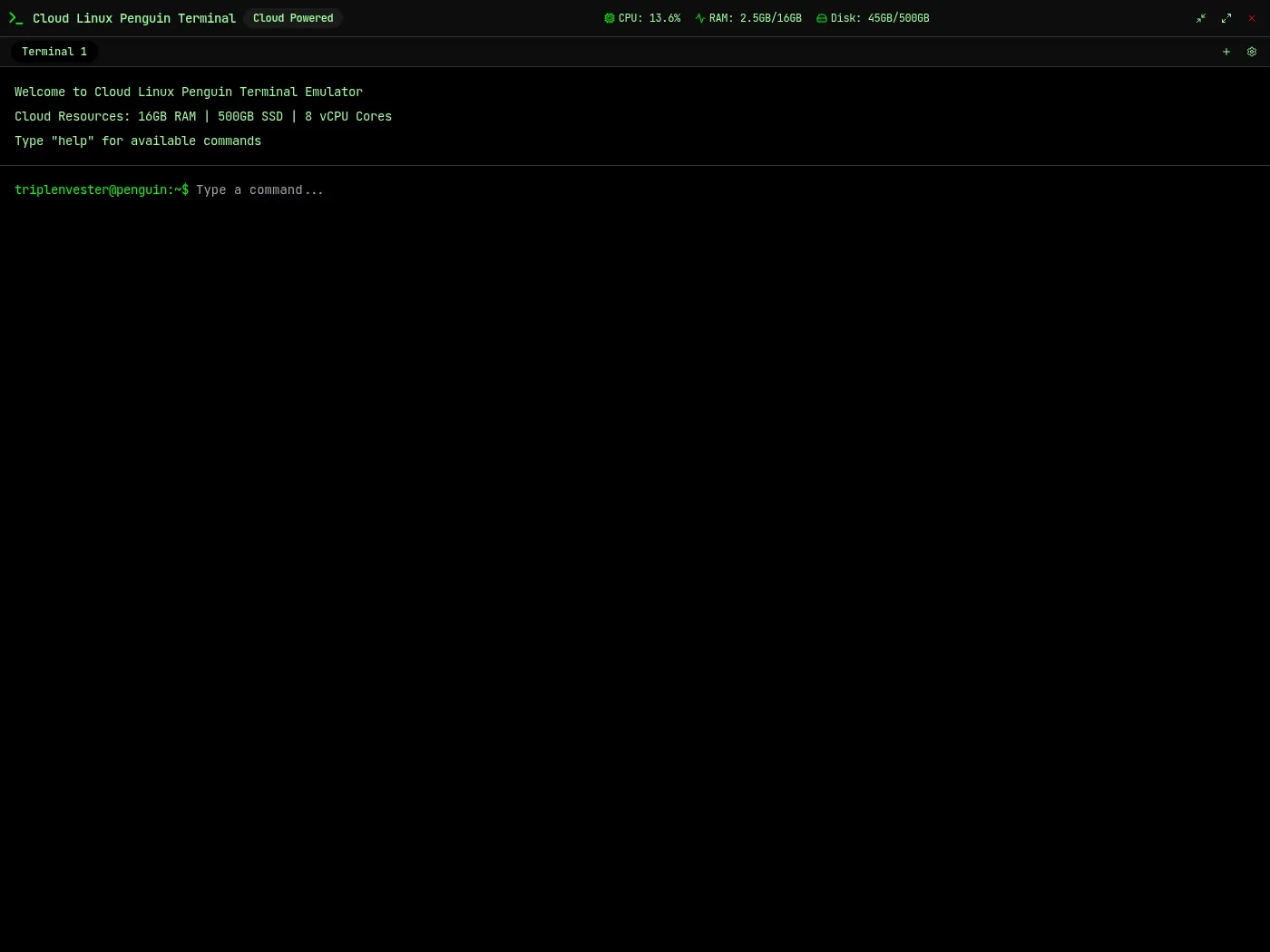 Cloud-Based Linux Penguin Terminal Emulator