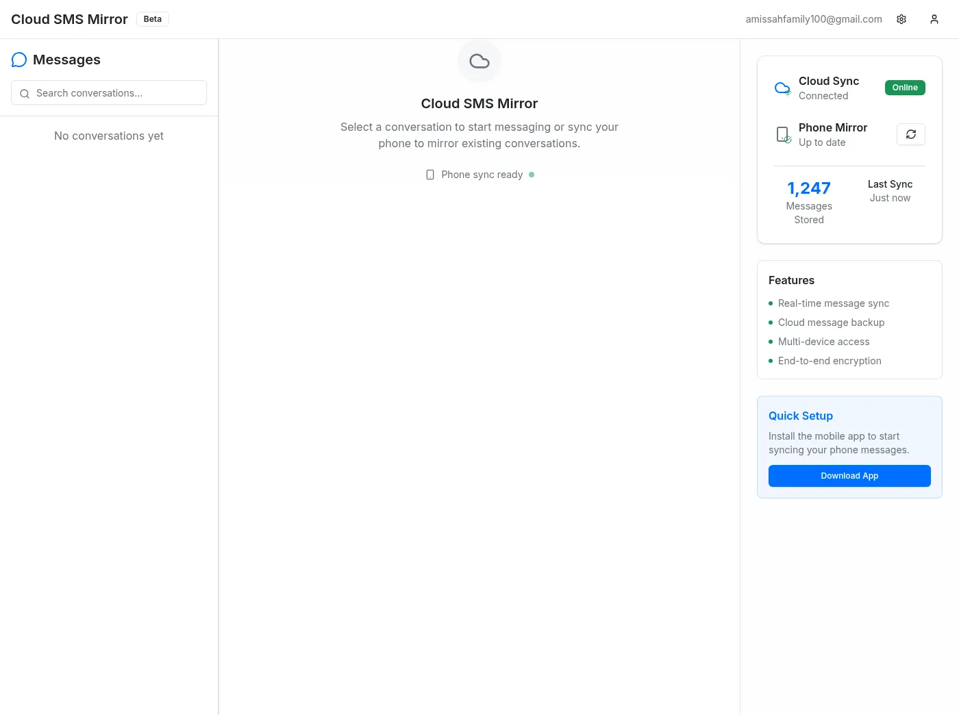 Cloud SMS Mirror & Messenger