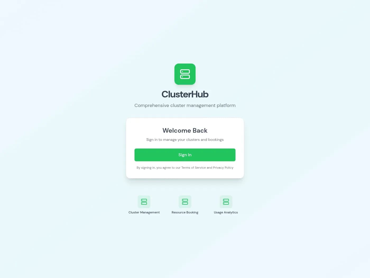 Cluster Management & Booking Dashboard