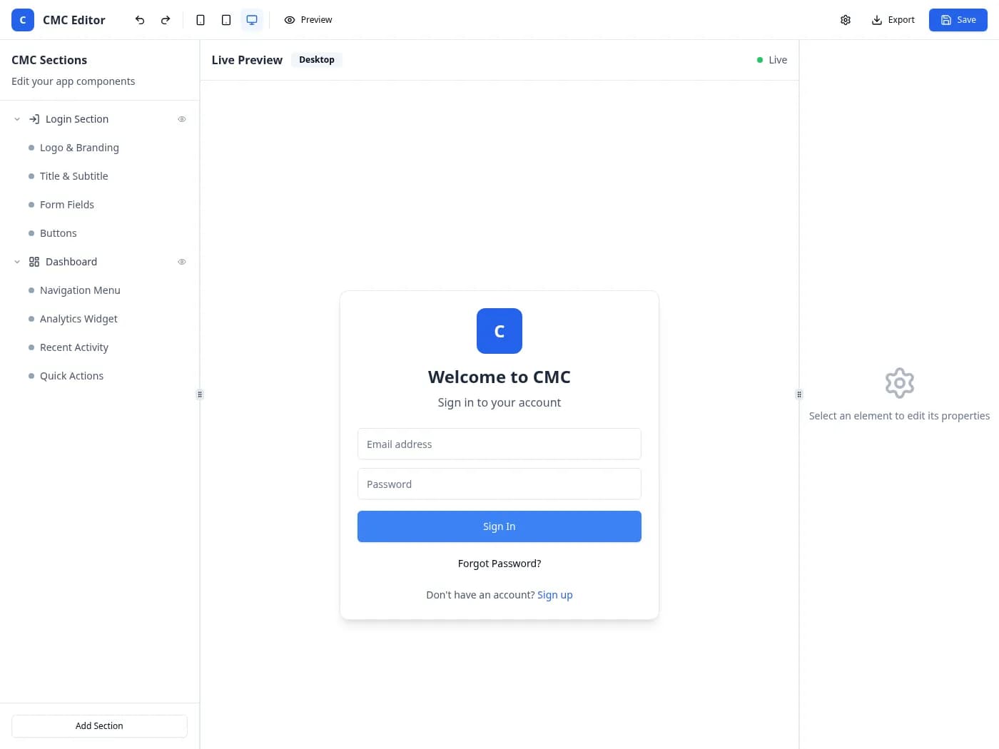 CMC Web App Editor