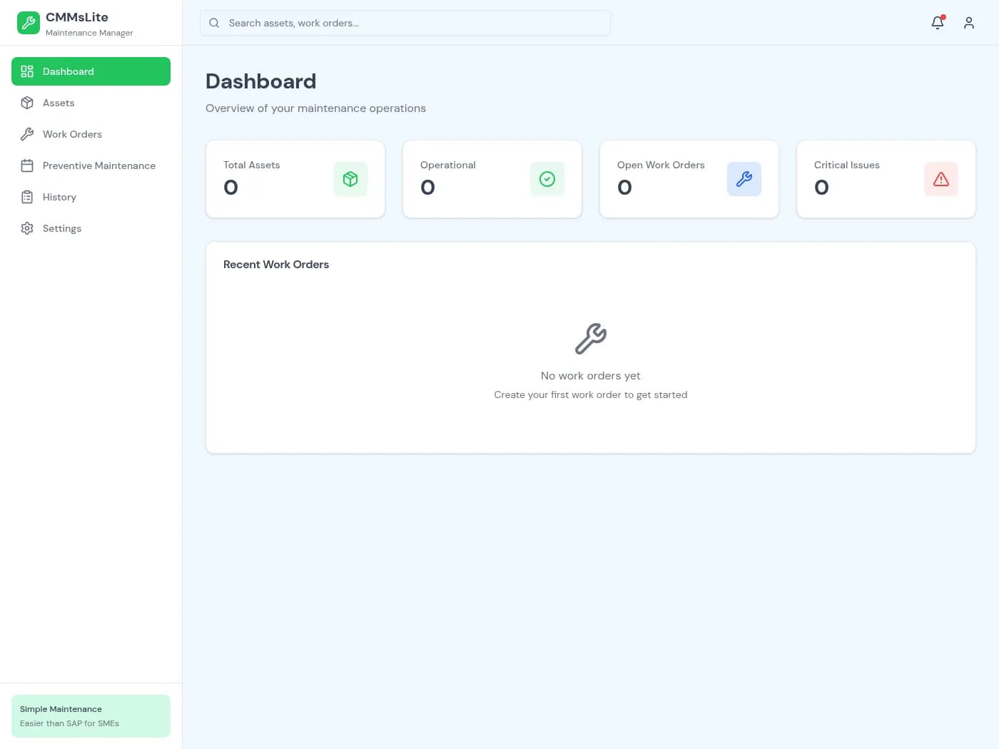 CMMsLite: Simple Maintenance Management for Small Businesses