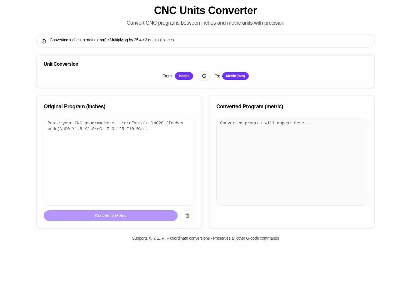 CNC Units Converter: Seamless Inch ↔ Metric Program Translation
