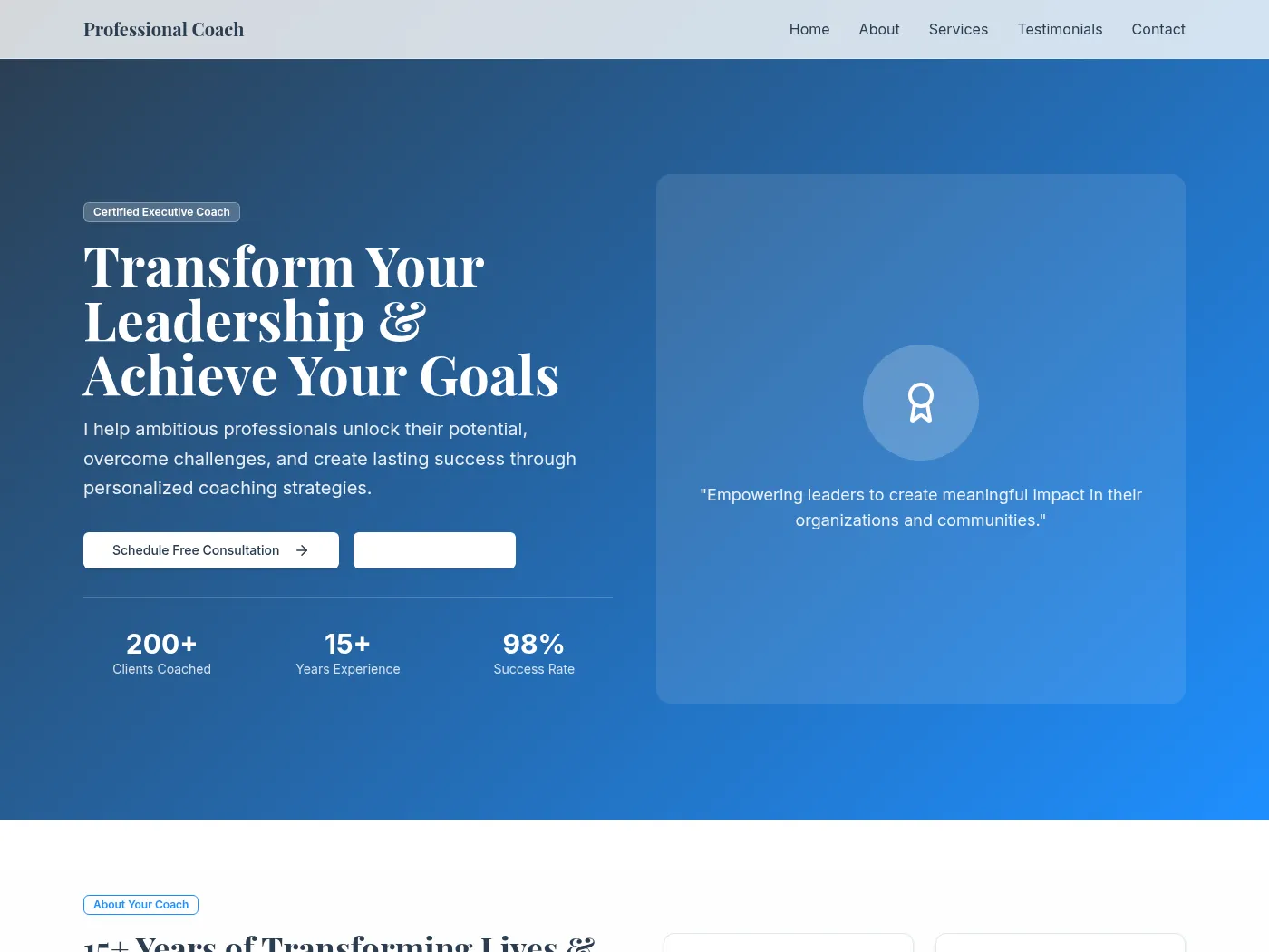 Coach Portfolio and Services Website