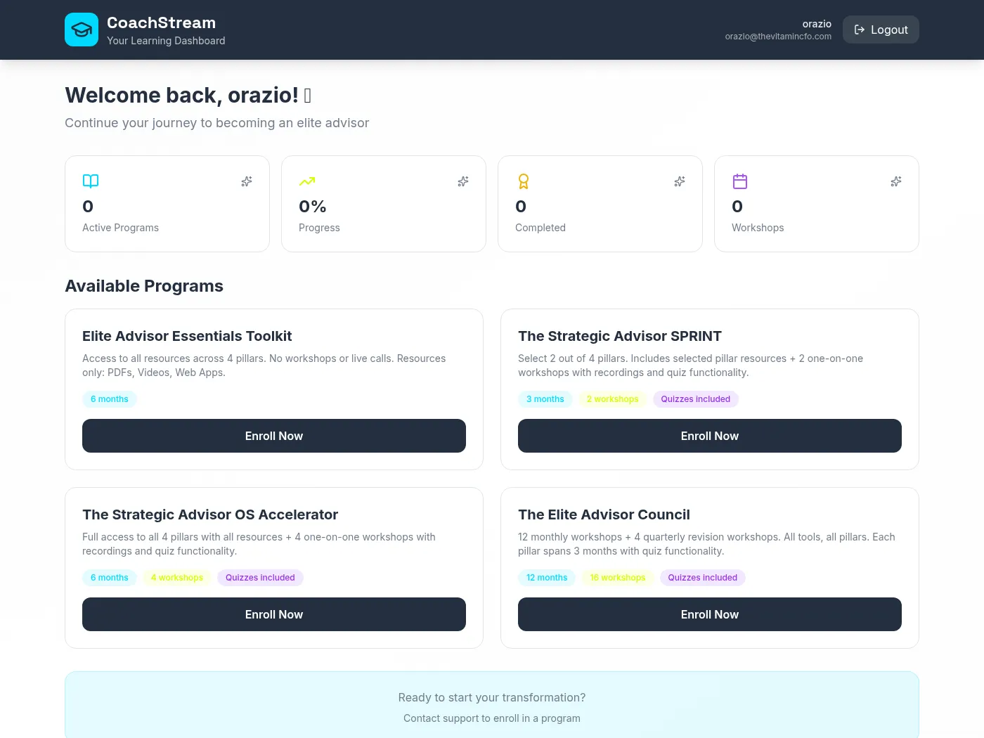 CoachStream: Modern Multi-Program Coaching Platform
