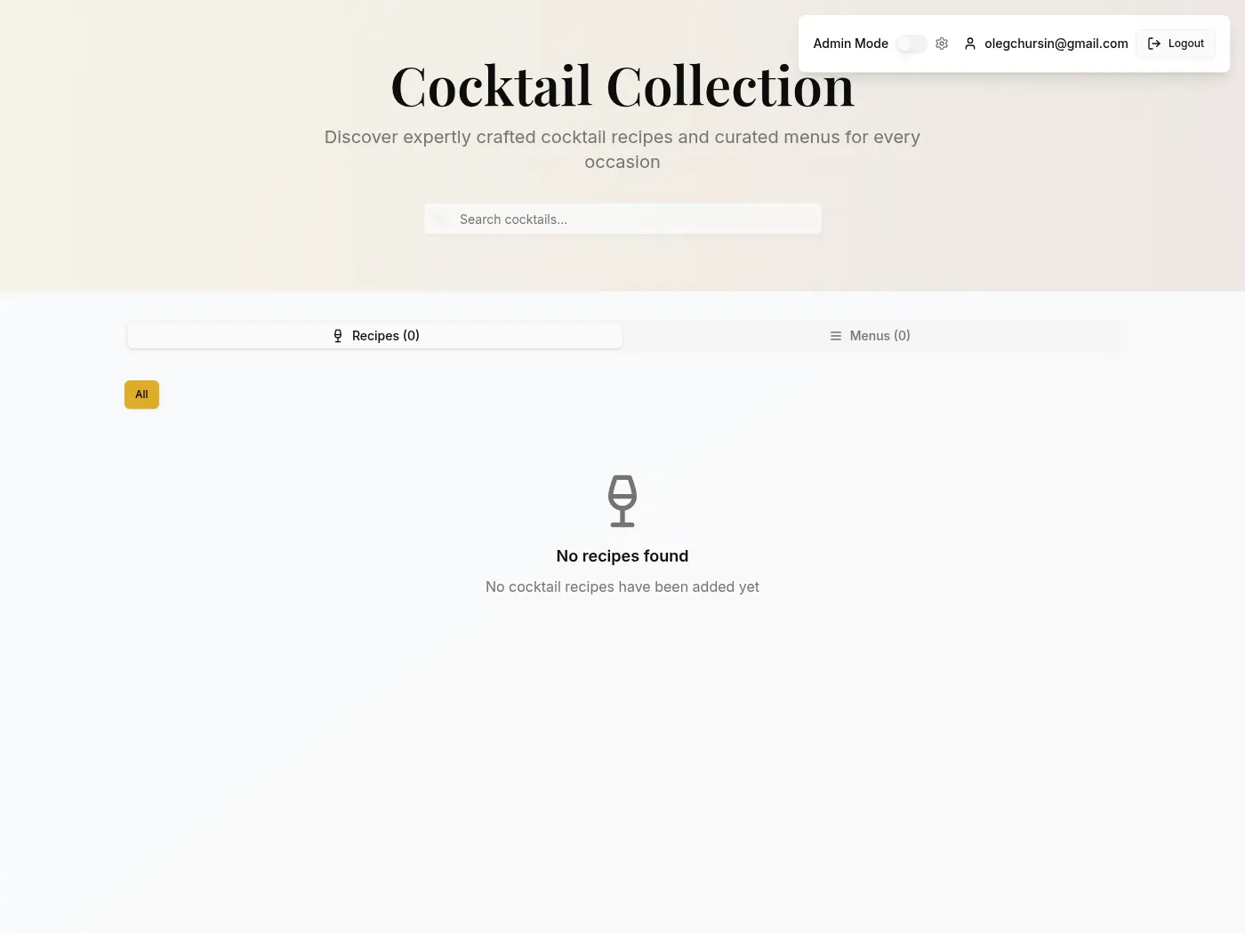 Cocktail Recipe & Menu Management Platform