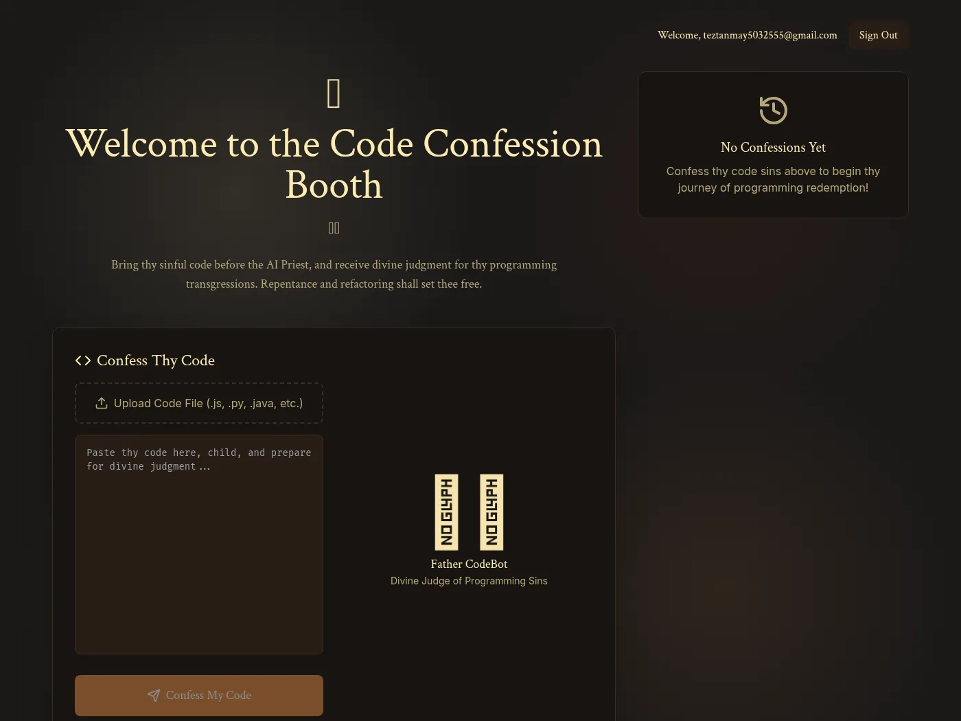 Code Confession Booth – The Hilarious AI Priest That Roasts Your Code Sins