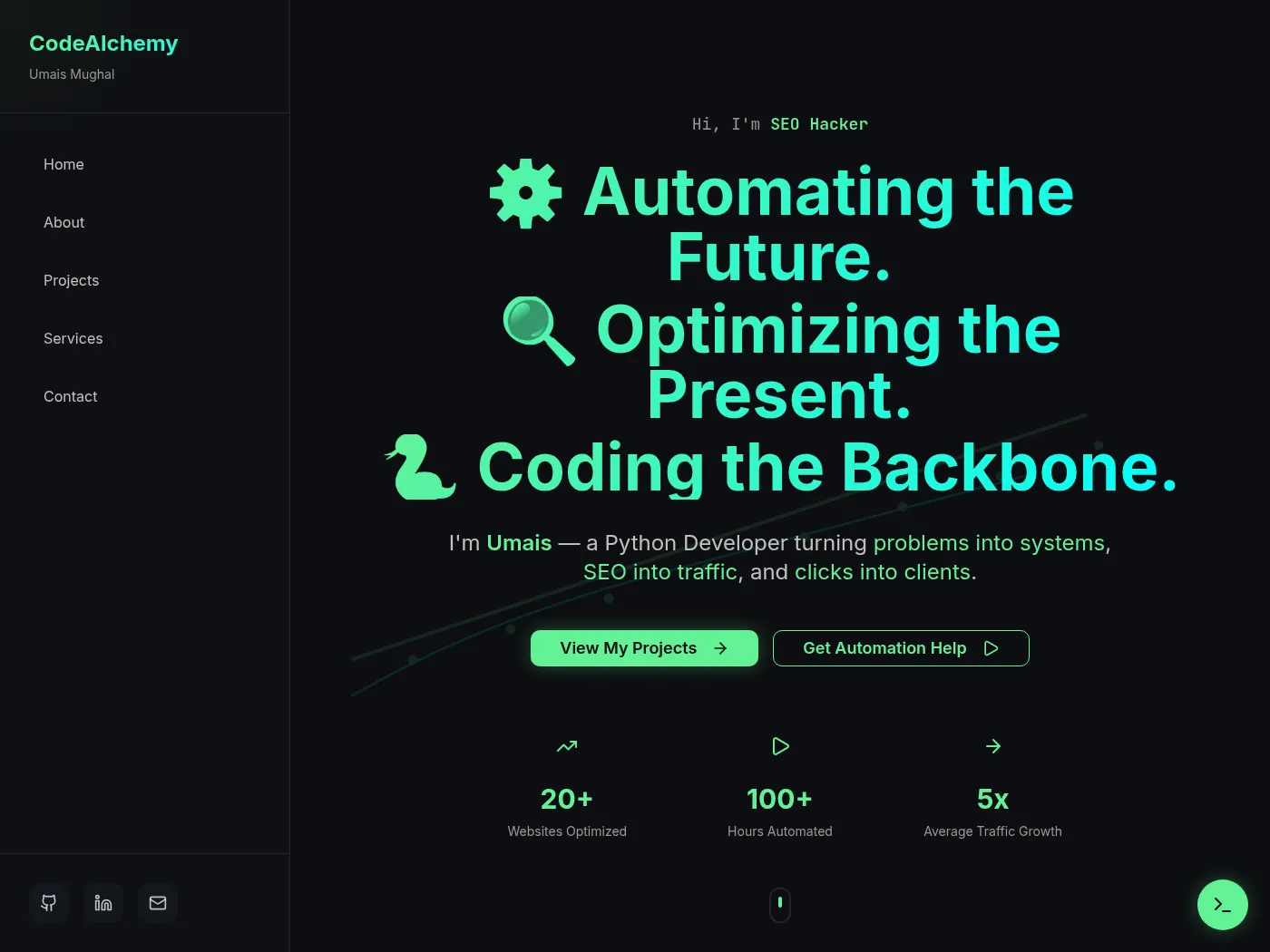 CodeAlchemy: A Portfolio of Dark Elegance & Motion Intelligence