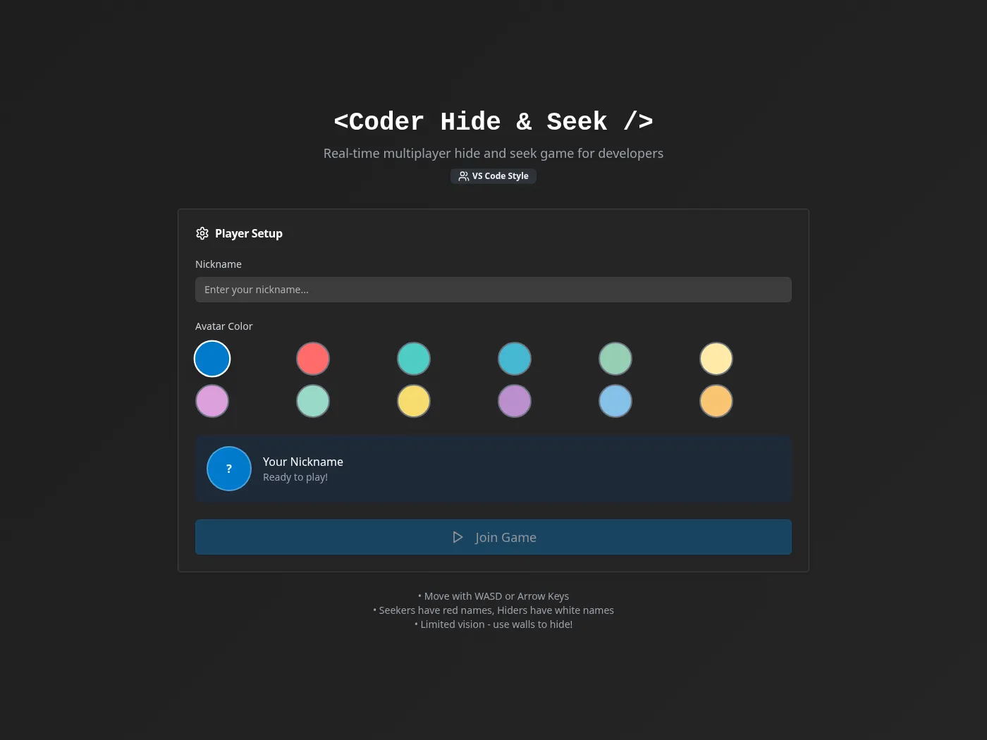 Coder Hide and Seek Online