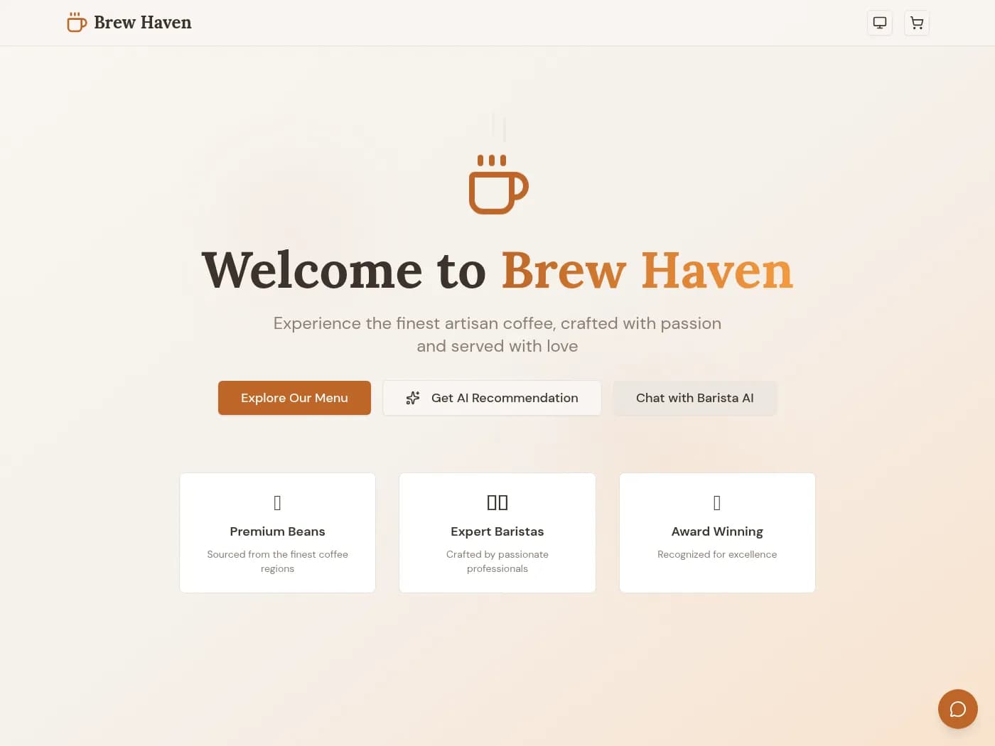 Animated Coffee Shop Website with Cart and Theme Switching