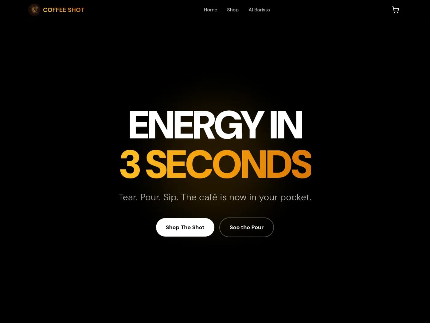 Coffee Shot: Matte Black Single-File React Website for India’s Next-Gen Espresso Brand