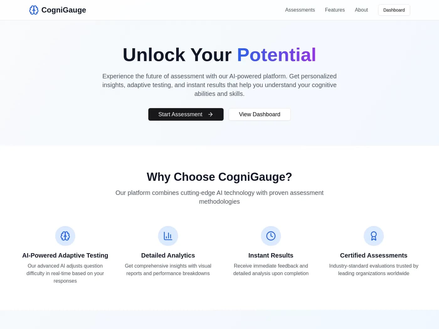 Cognigauge Clone - AI-Powered Assessment Platform