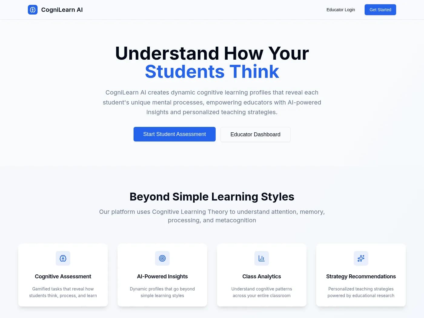 CogniLearn AI: Cognitive Learning Profiler Platform