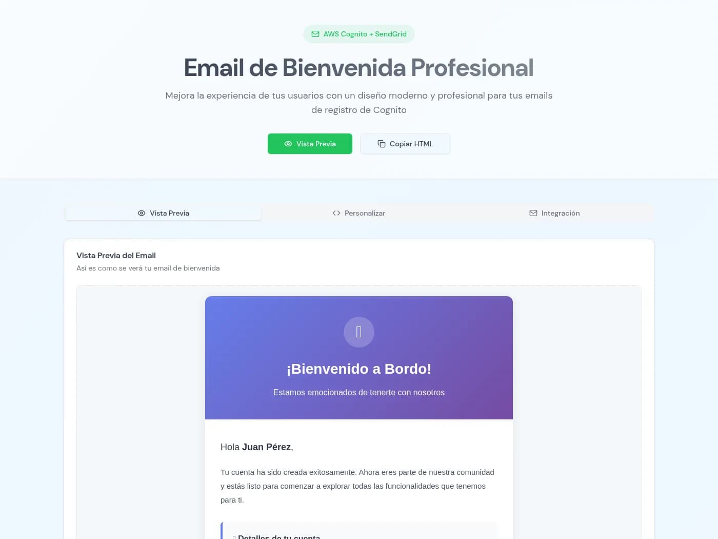 Cognito Welcome Email Template Enhancer