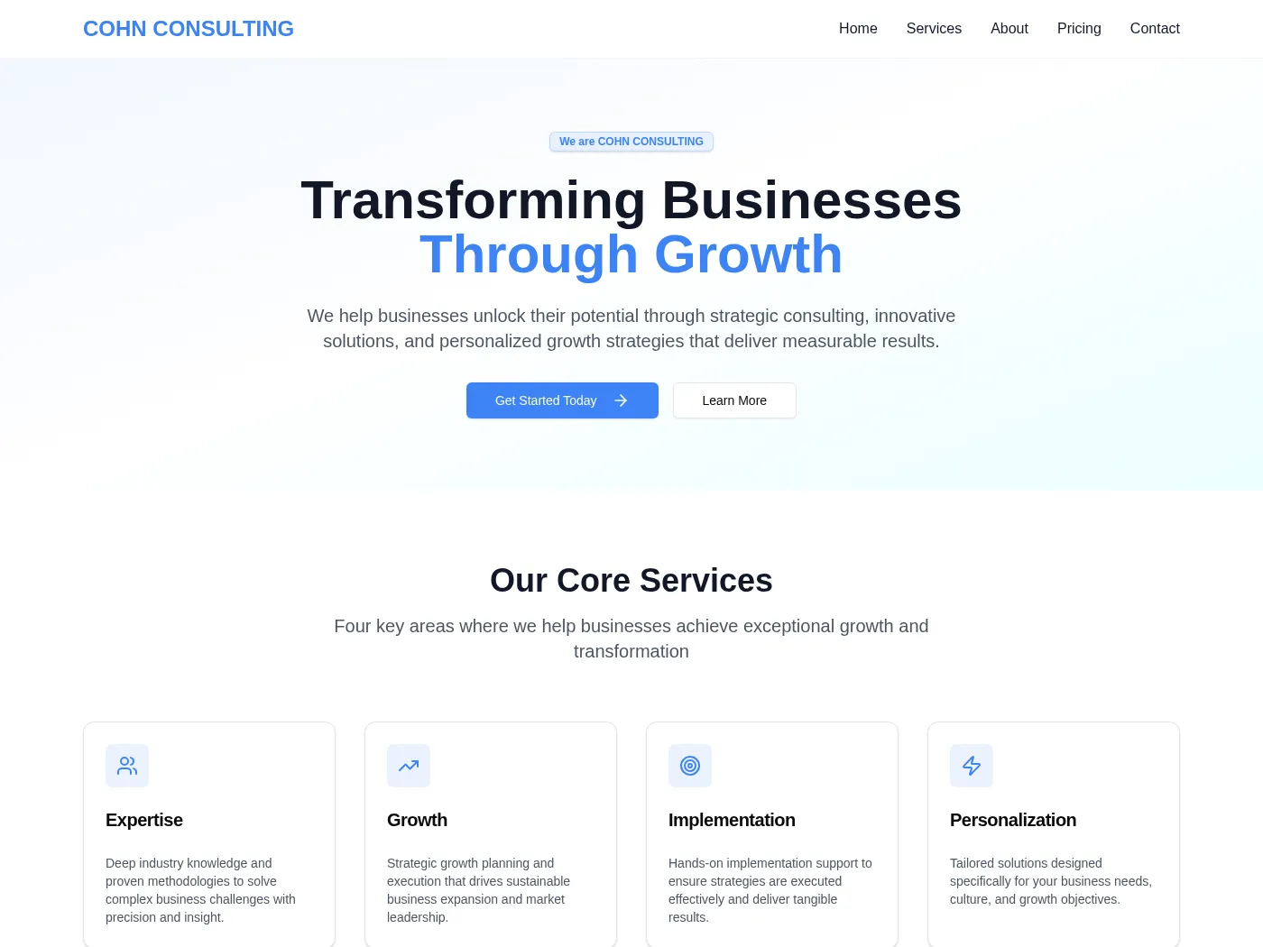 Cohn Consulting Modern Replica Website