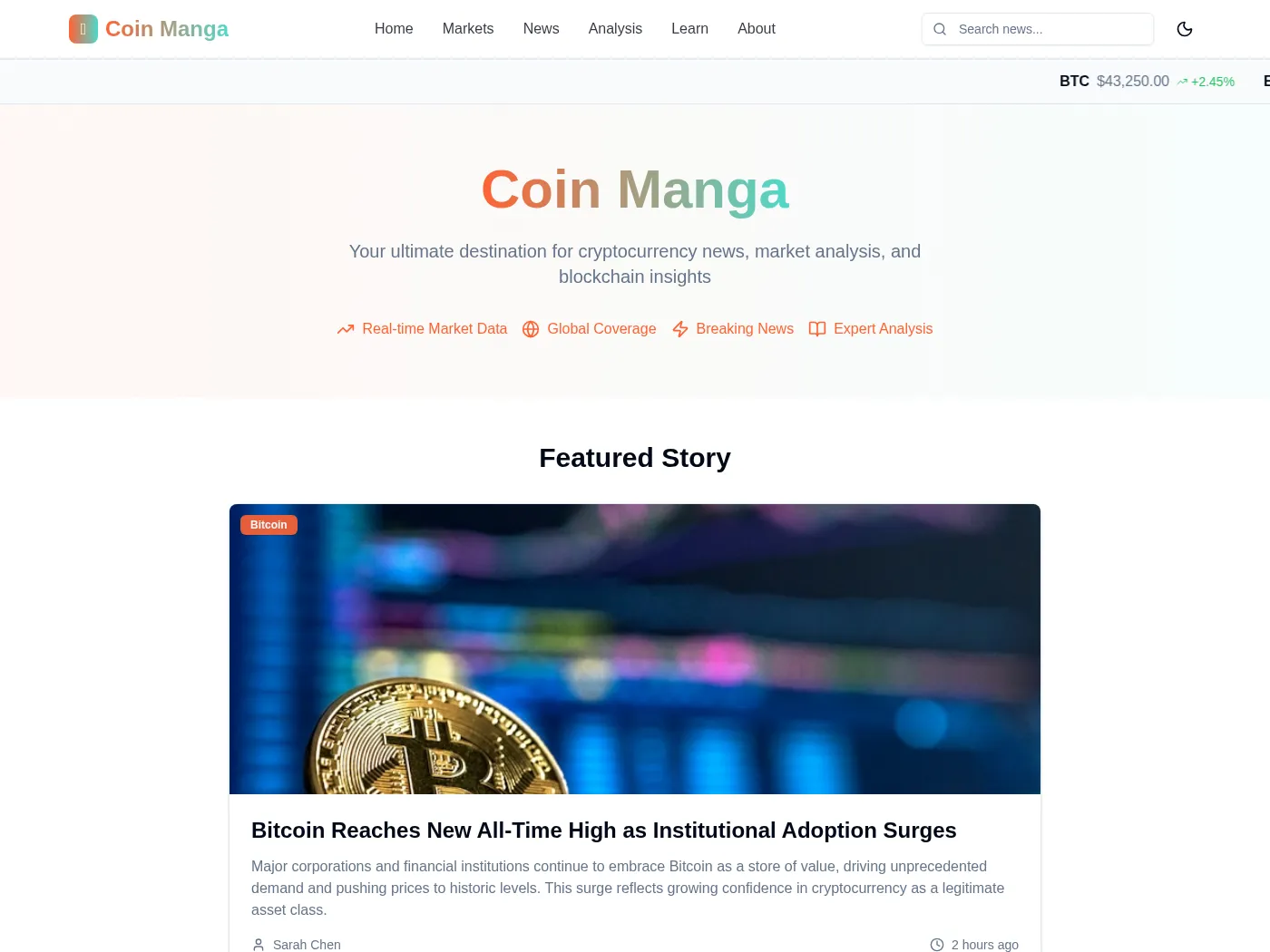 Coin Manga: Crypto News Platform