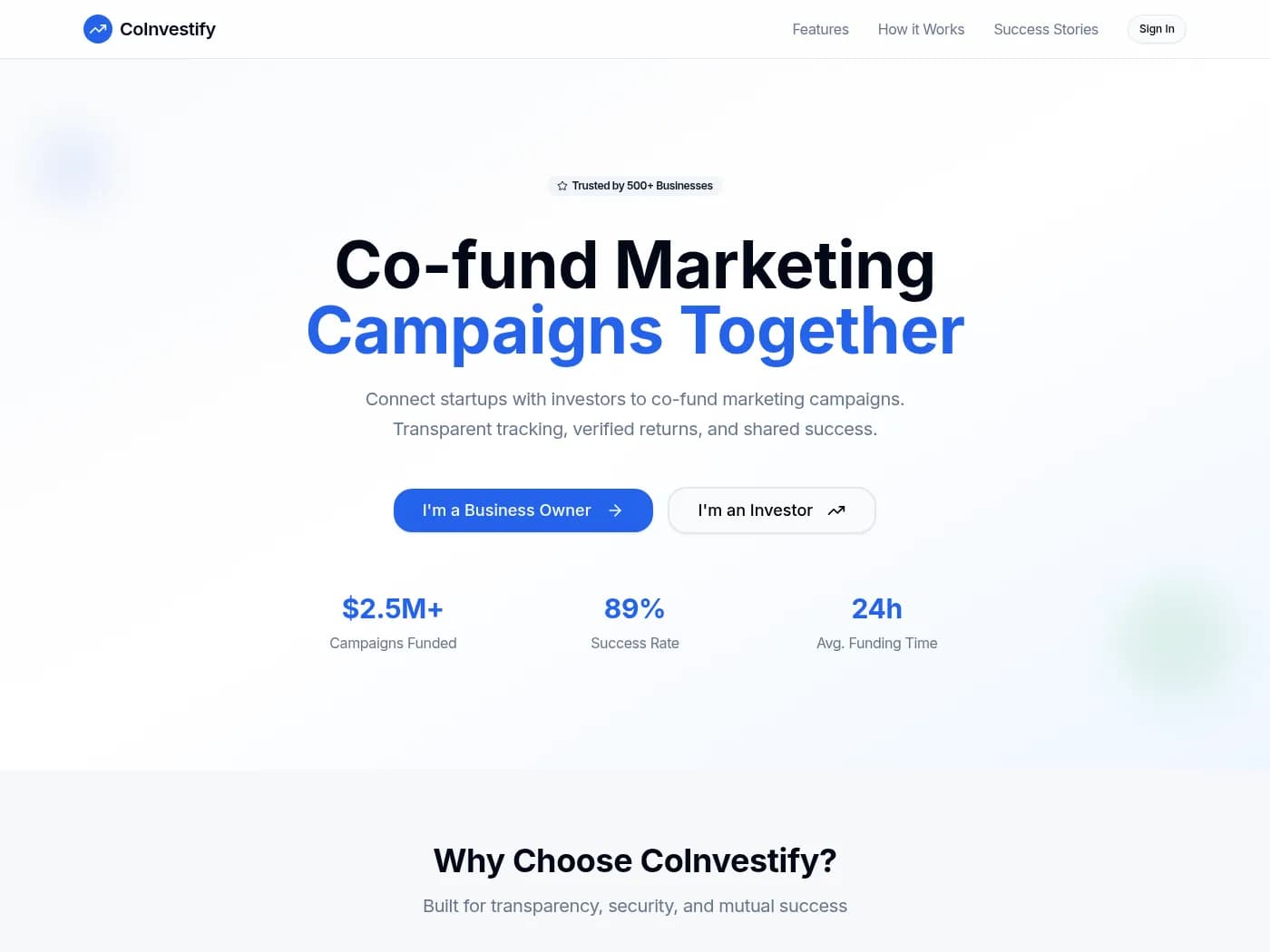 CoInvestify: Transparent Co-Investment Marketplace for Startups & Investors