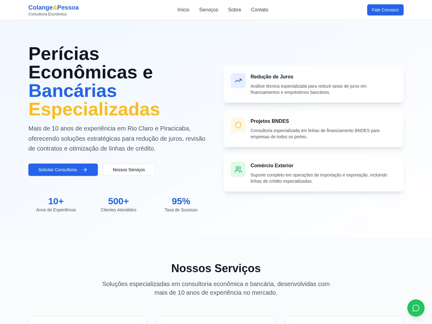 Colange&Pessoa Consultoria: Site Responsivo para Perícias Econômicas e Bancárias