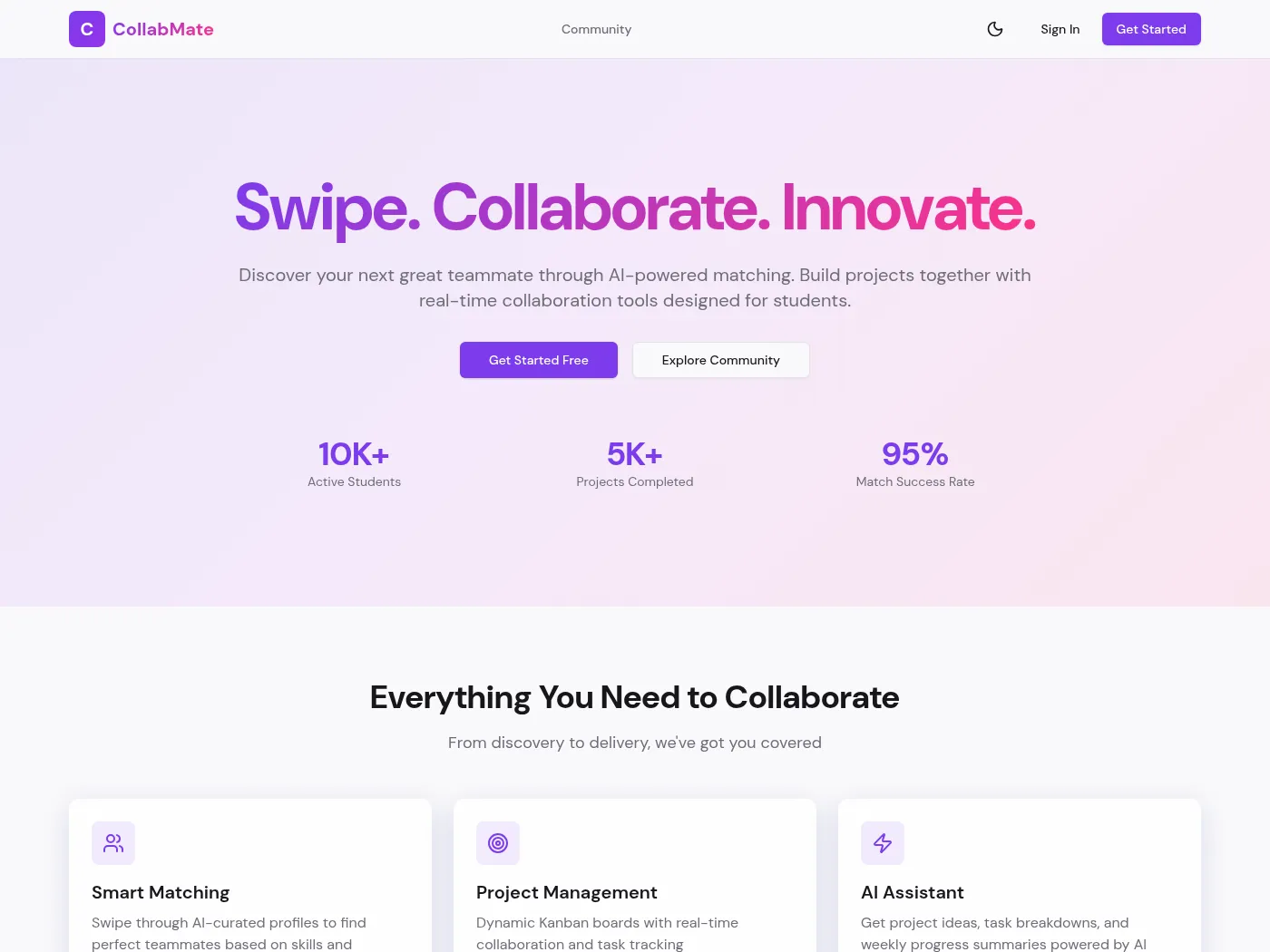 CollabMate: AI-Driven Student Collaboration & Project Management Platform