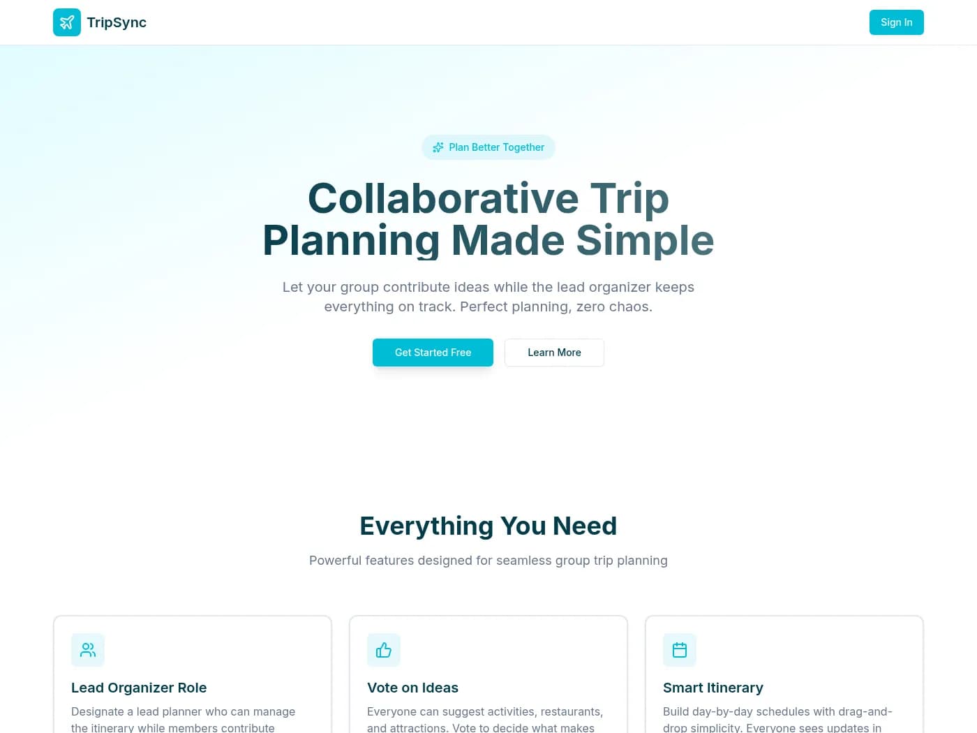 Collaborative Trip Planner with Lead Organizer