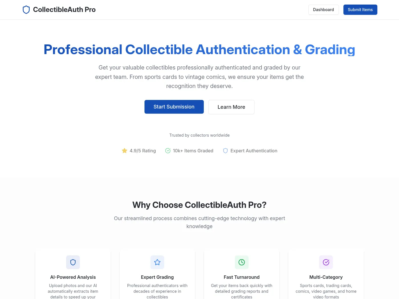 Collectible Authentication & Grading Portal