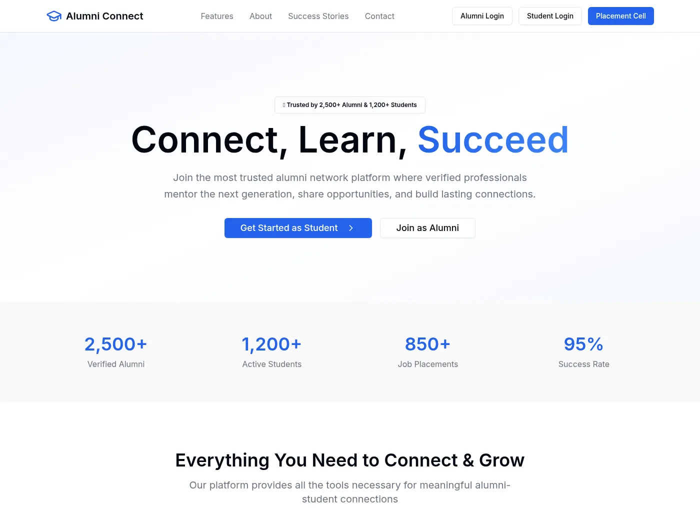 College Alumni Connect Portal – A Verified Community for Alumni, Students, and Placement Teams