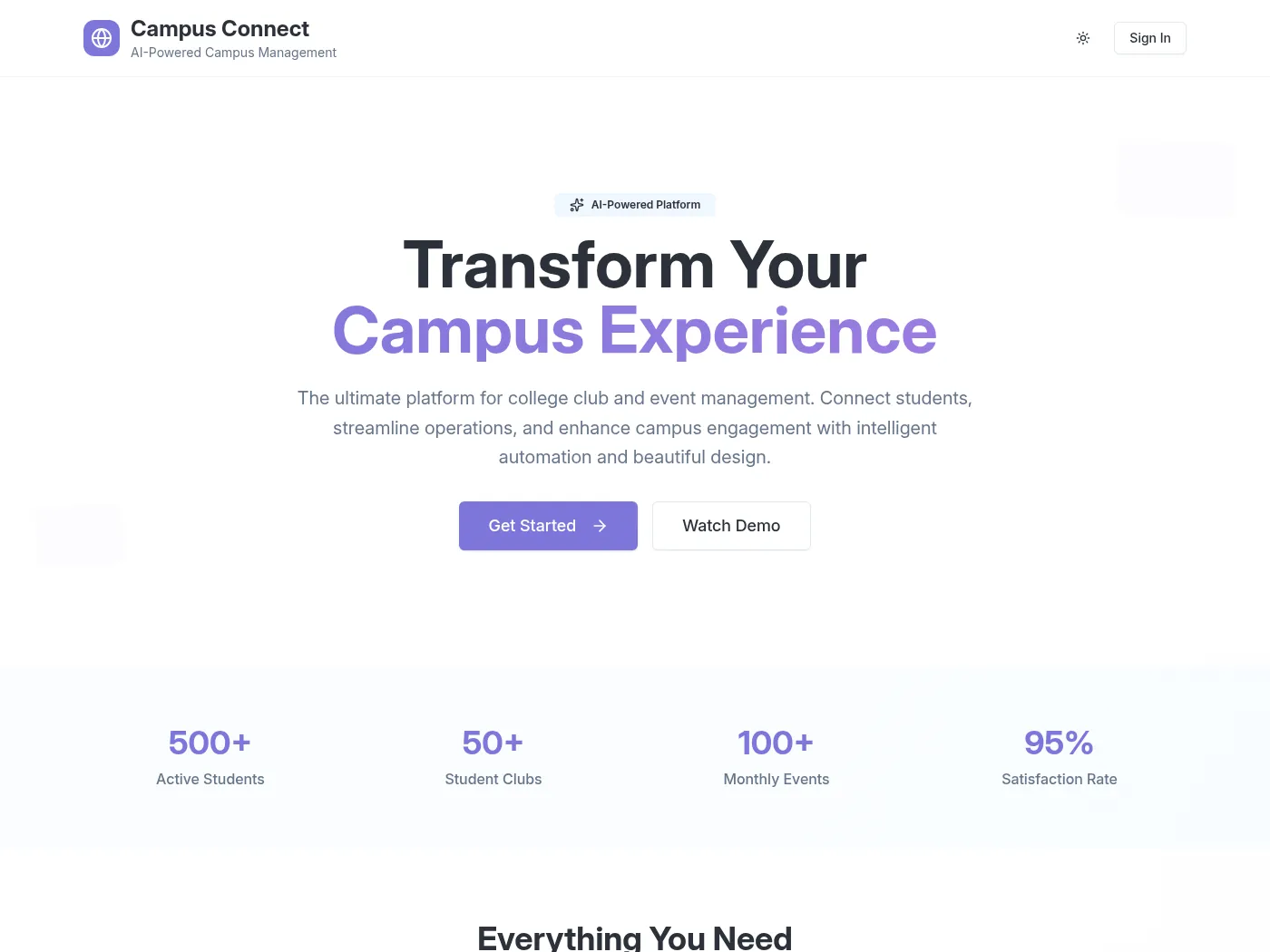 Campus Connect: AI-Powered College Club & Event Management Platform