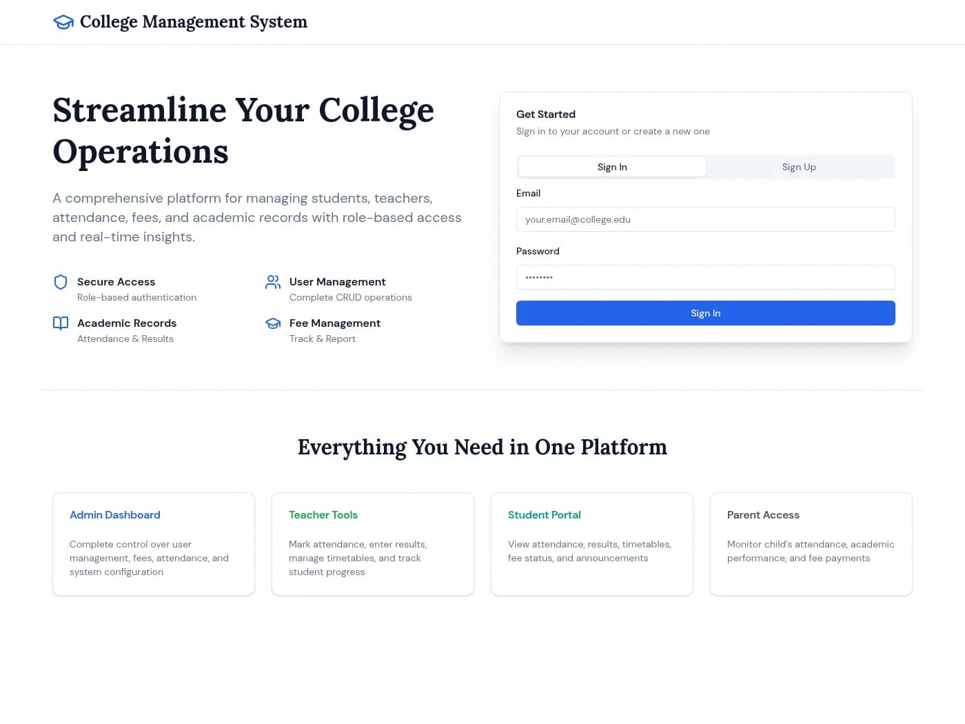 Comprehensive College Management System (CMS) for Enhanced Academic and Administrative Operations
