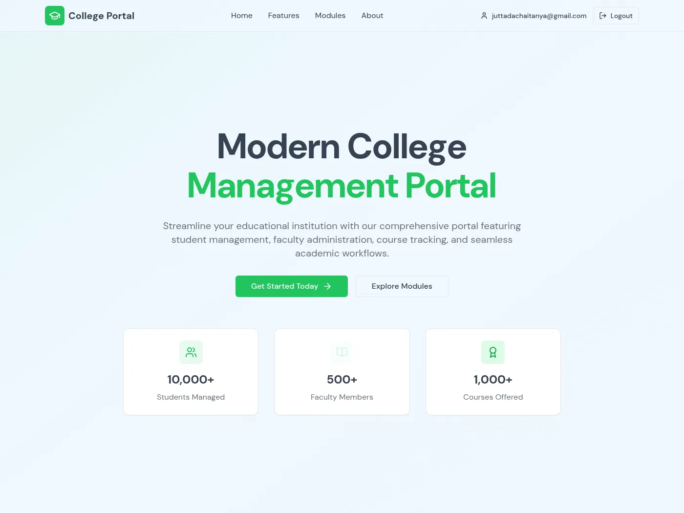 College Portal Website with Student & Faculty Modules