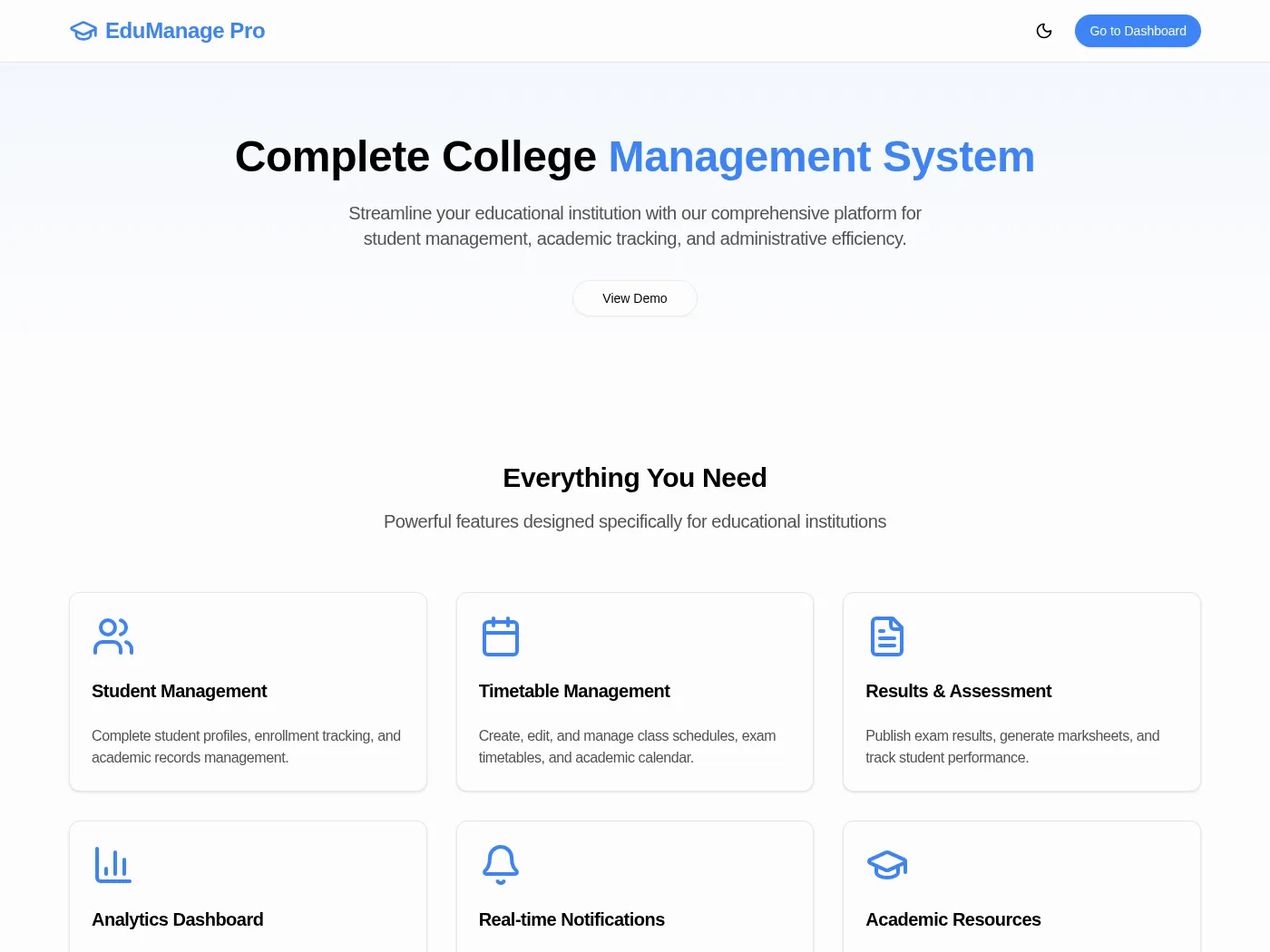 EduManage Pro: Full-Stack College Student Management System