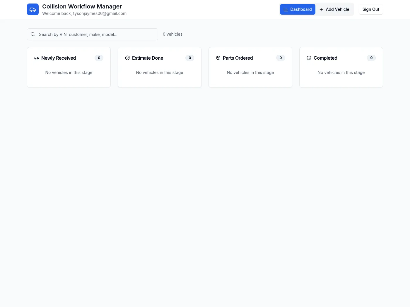 Collision Workflow Manager for Automotive Repairs