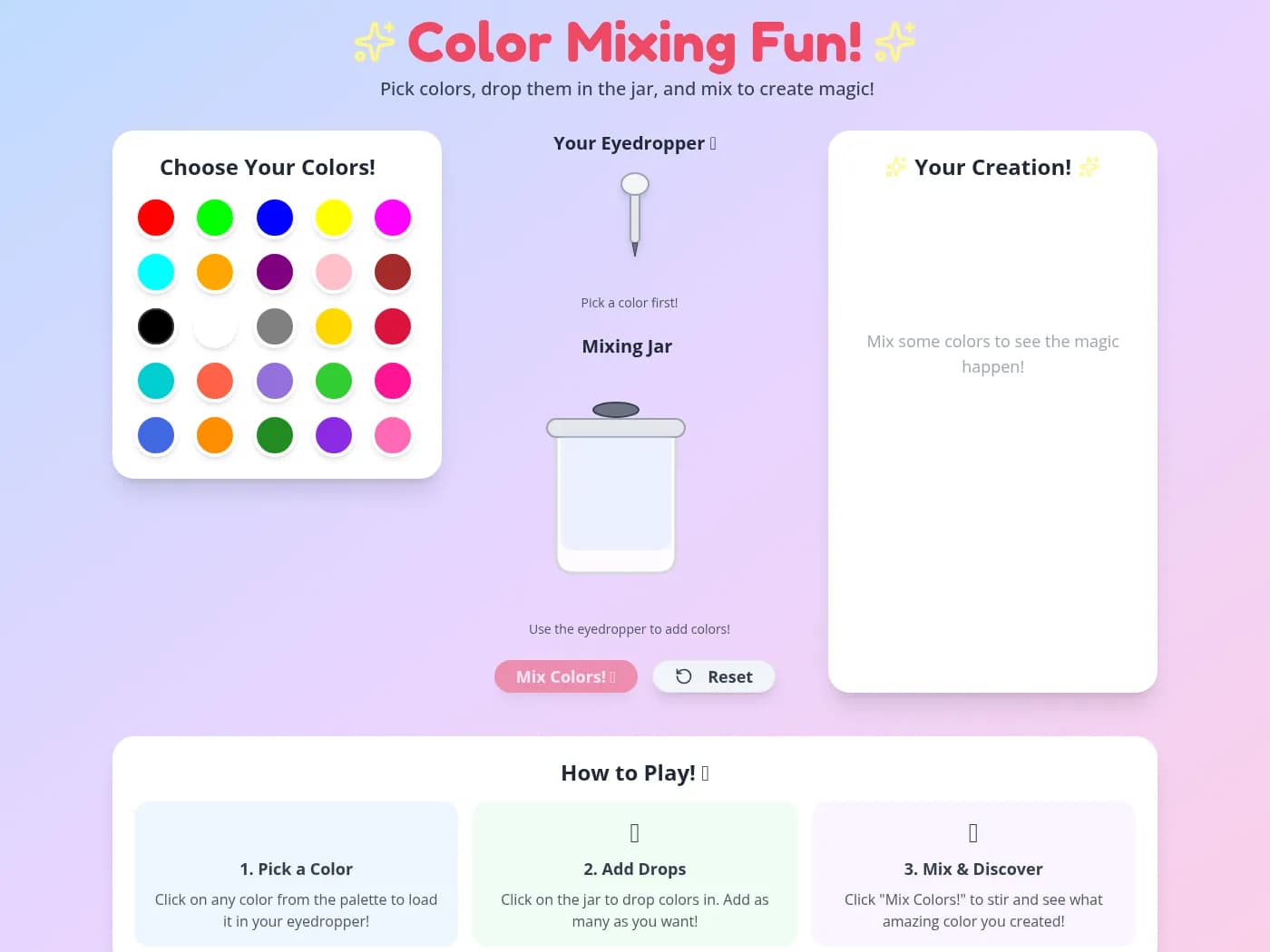 Color Mixing Fun App for Kids