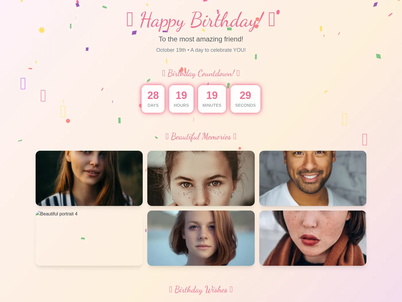 Colorful Birthday Celebration Website for October 19th