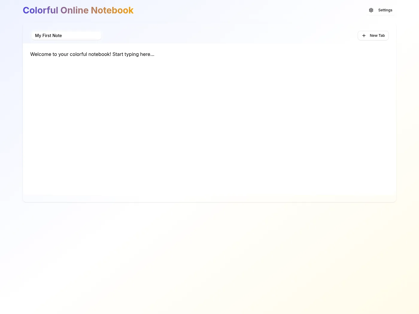 Colorful Online Notebook with Customizable Backgrounds and Fonts
