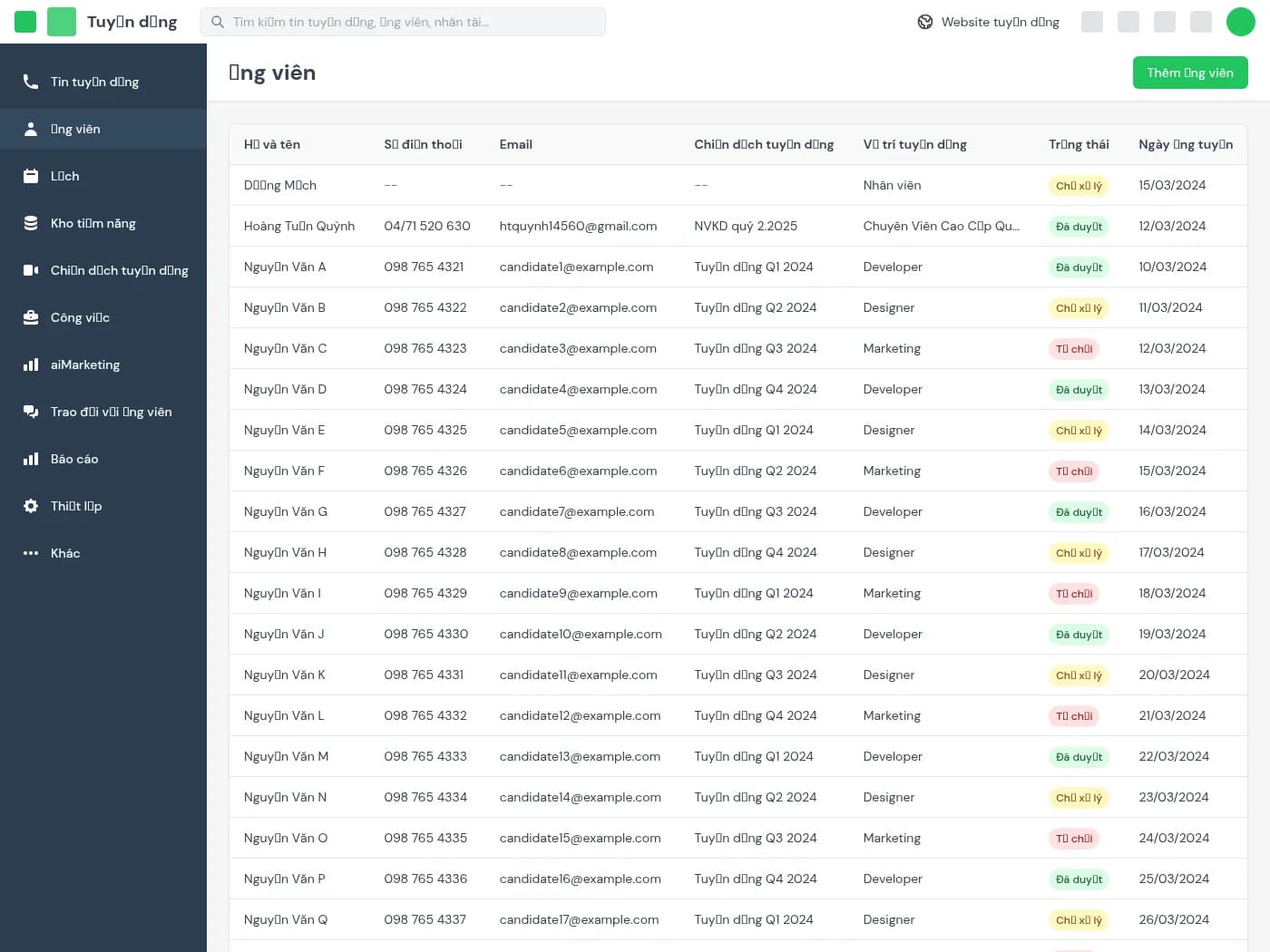 Colorful Recruitment Dashboard Layout