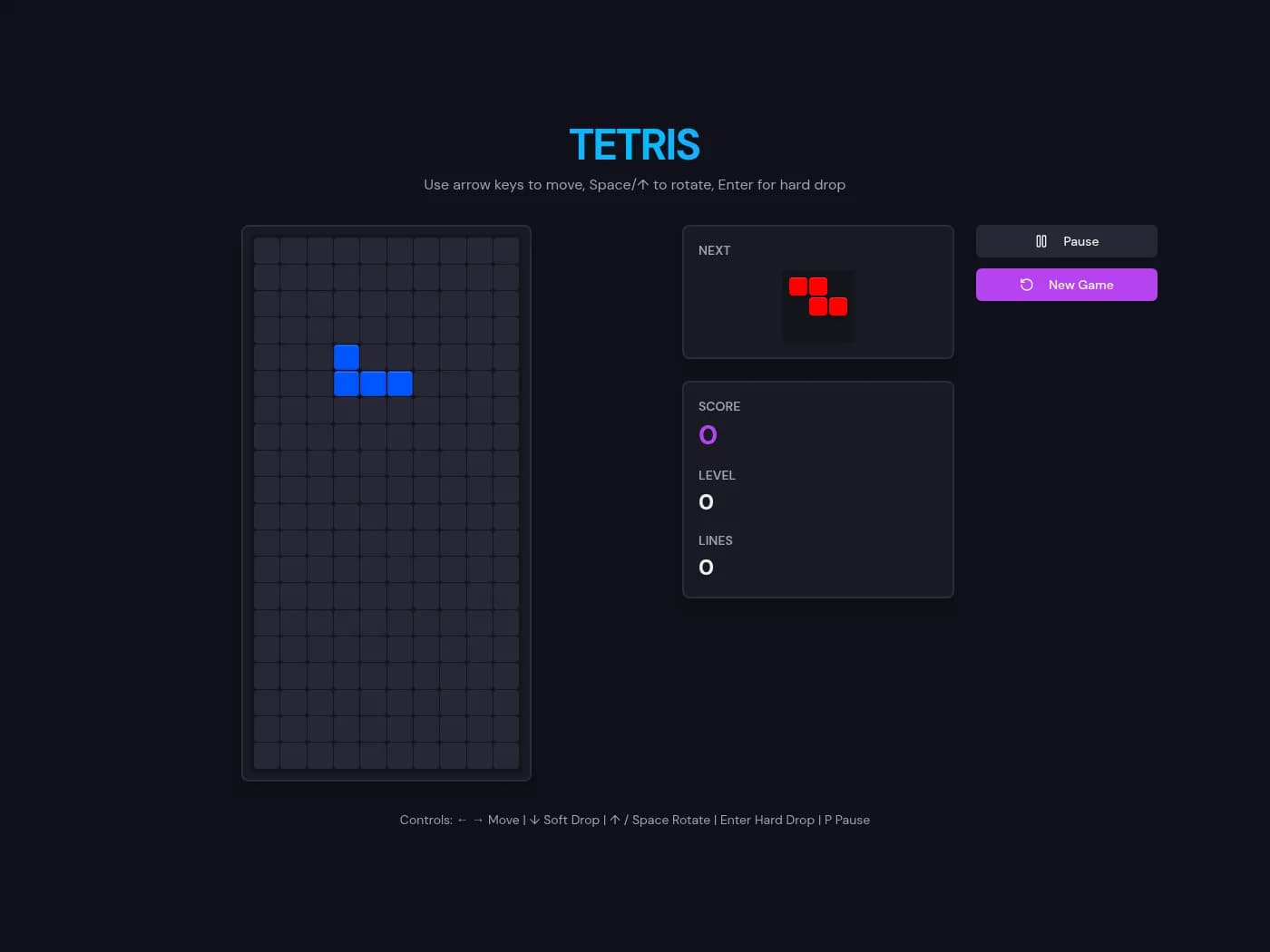 Colorful Tetris Web Game
