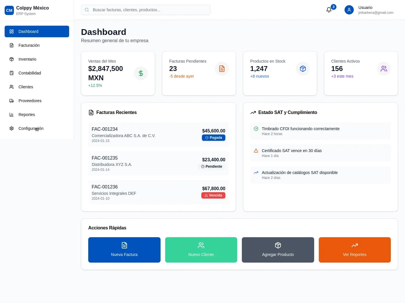 Colppy ERP Clone for Mexican Companies