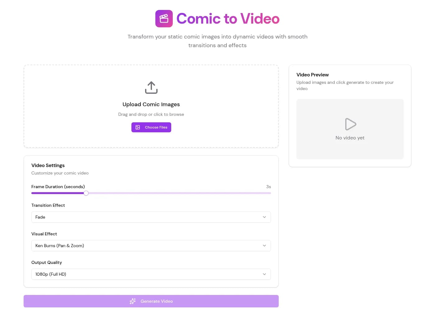 Comic Image to Video Converter