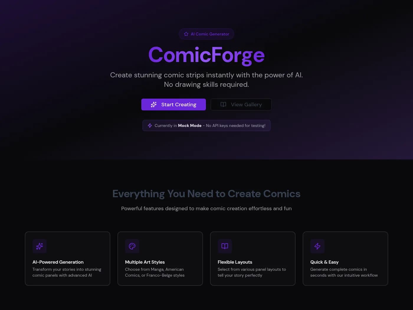 ComicForge – Générateur de bande dessinée IA instantané pour Bolt.new et WebContainers