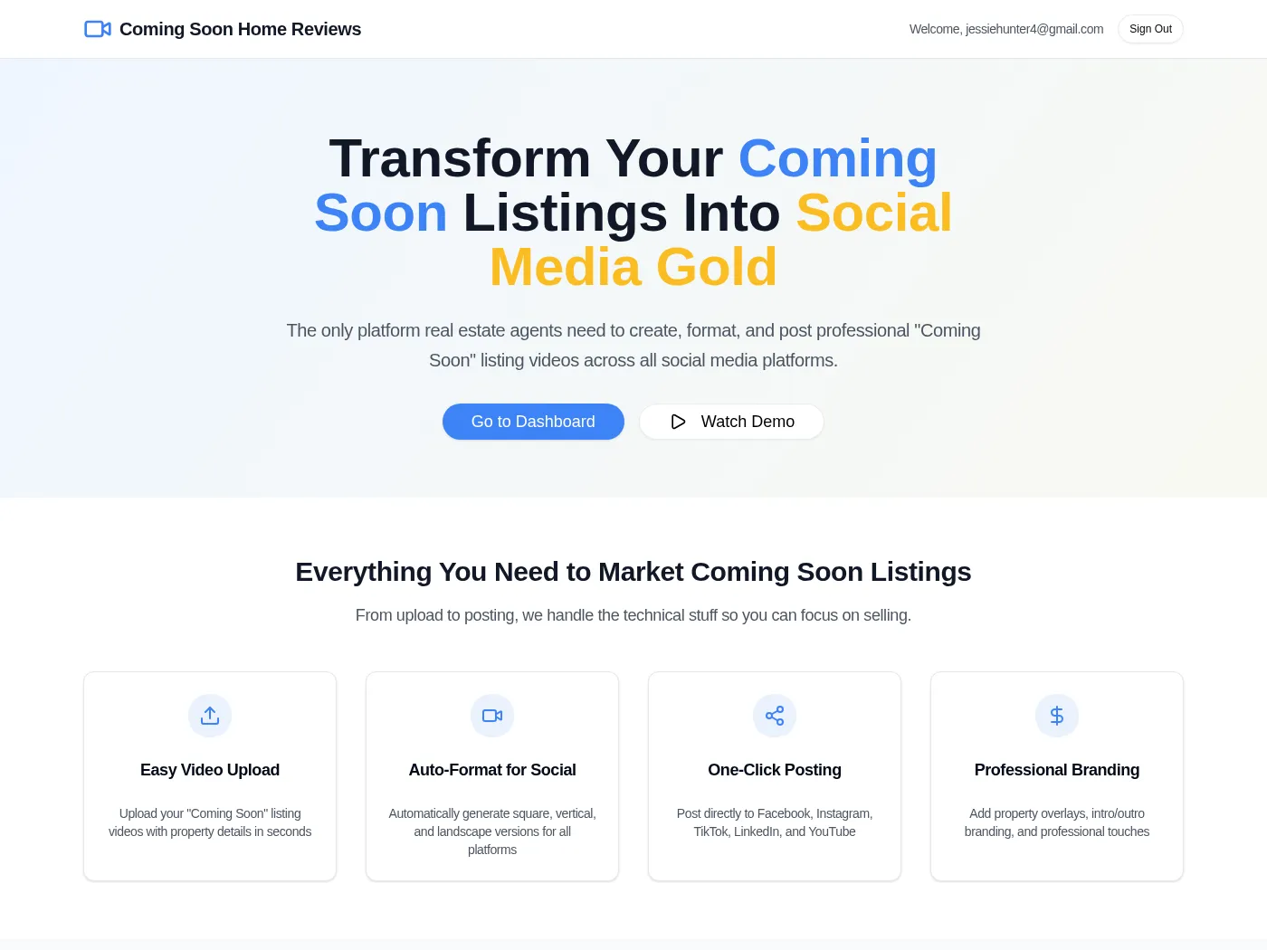 Coming Soon Home Reviews Platform for Real Estate Agents