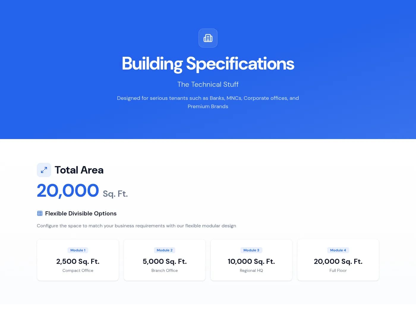 Commercial Building Specifications Portal for High-End Corporate Tenants