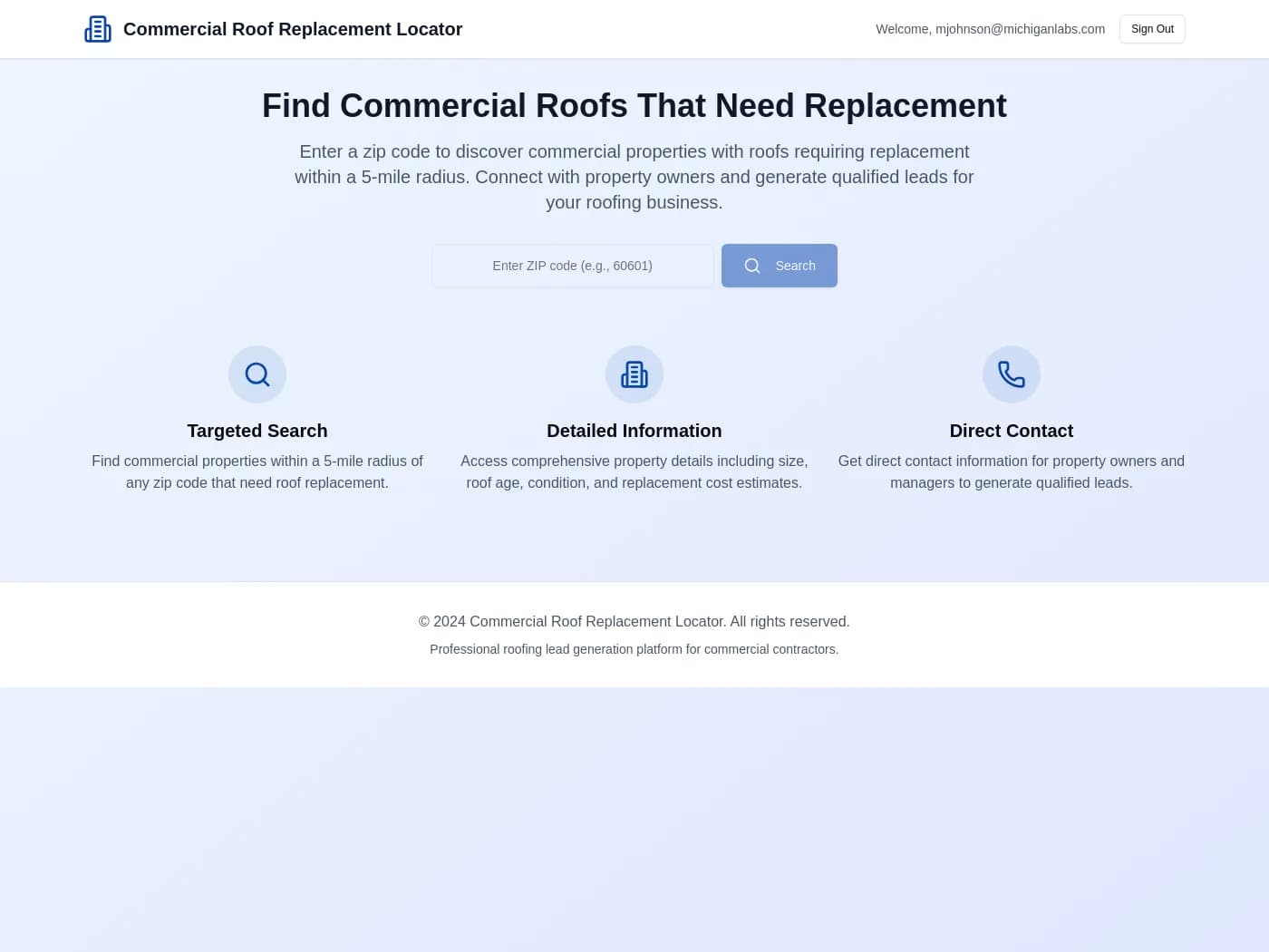 Commercial Roof Replacement Locator