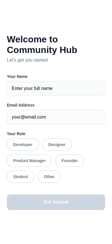 Community Project Mobile App MVP