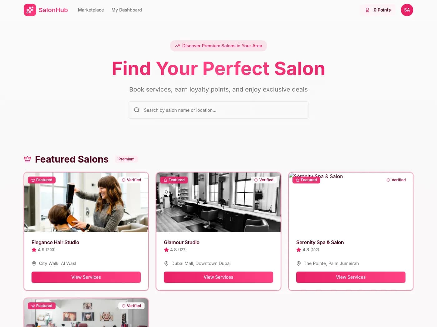 Community Salon Marketplace App