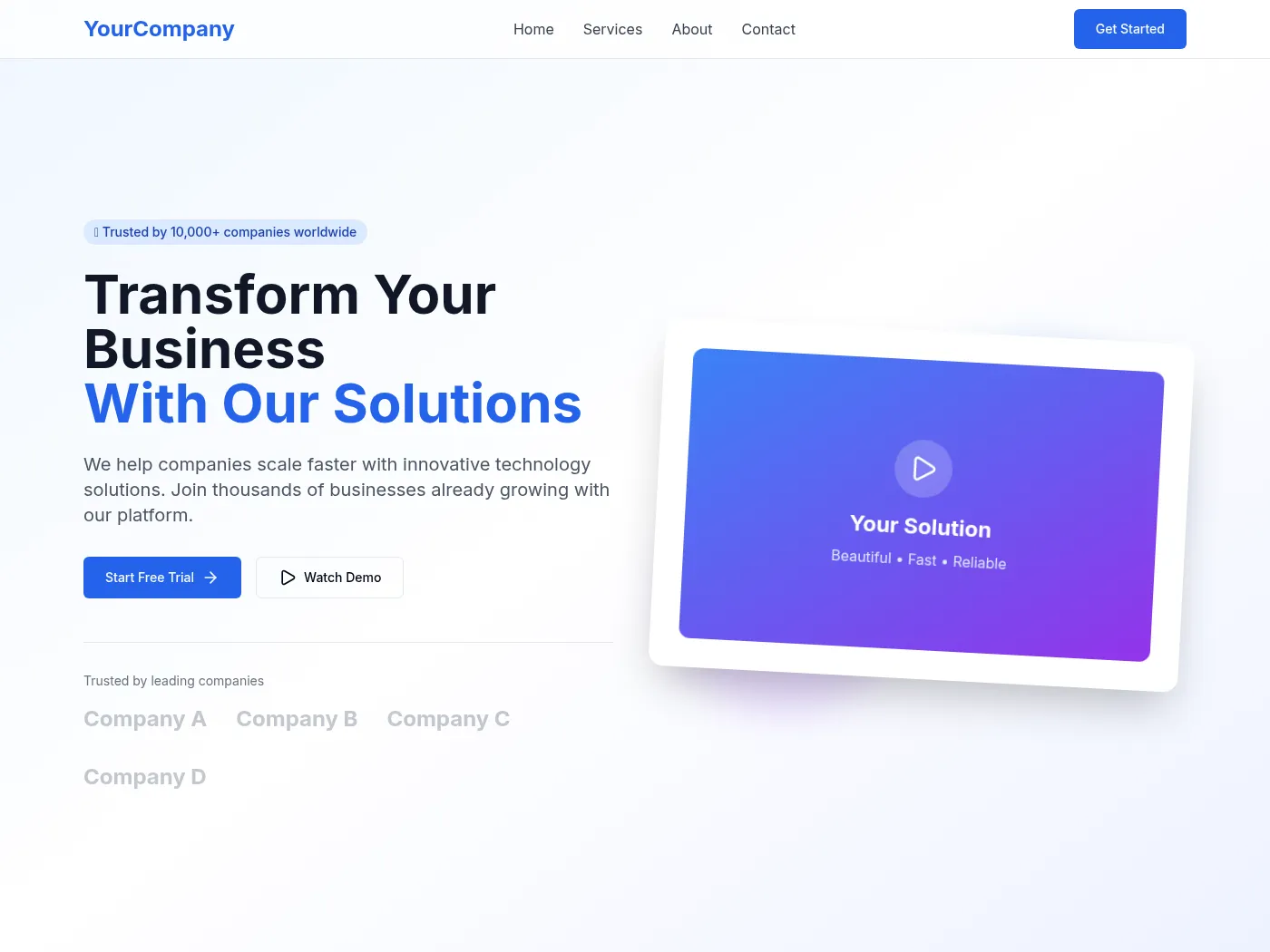 Company Landing Page Web Application