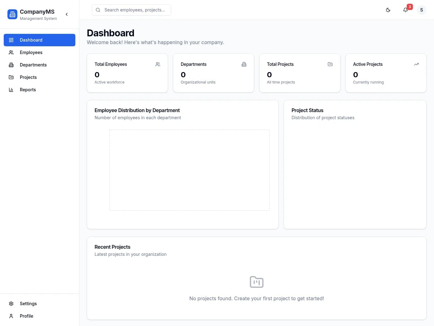Company Management System with Modern UI