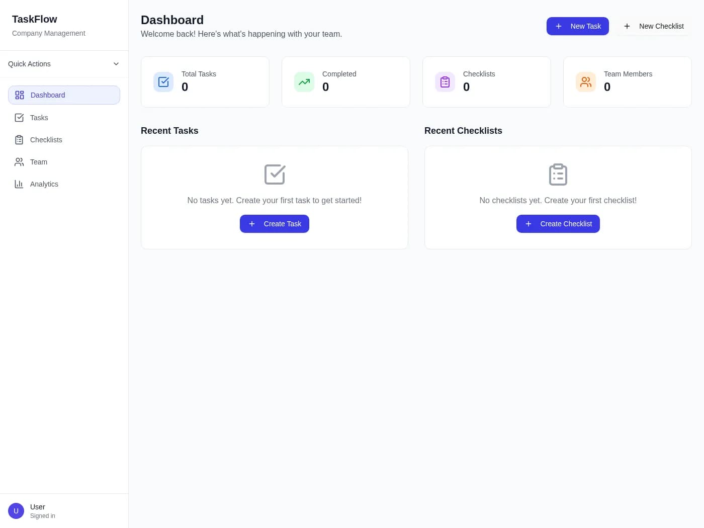 Company Task Management & Checklist Control